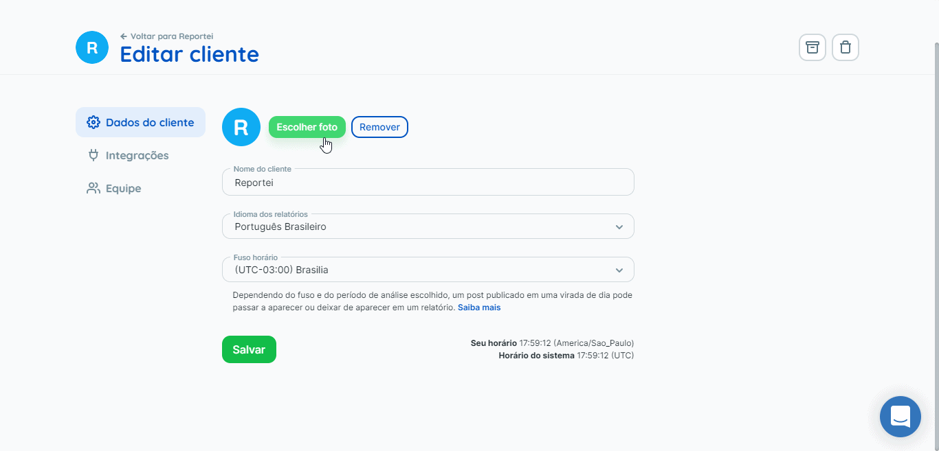 Como adicionar ou alterar logo de um cliente? - Reportei