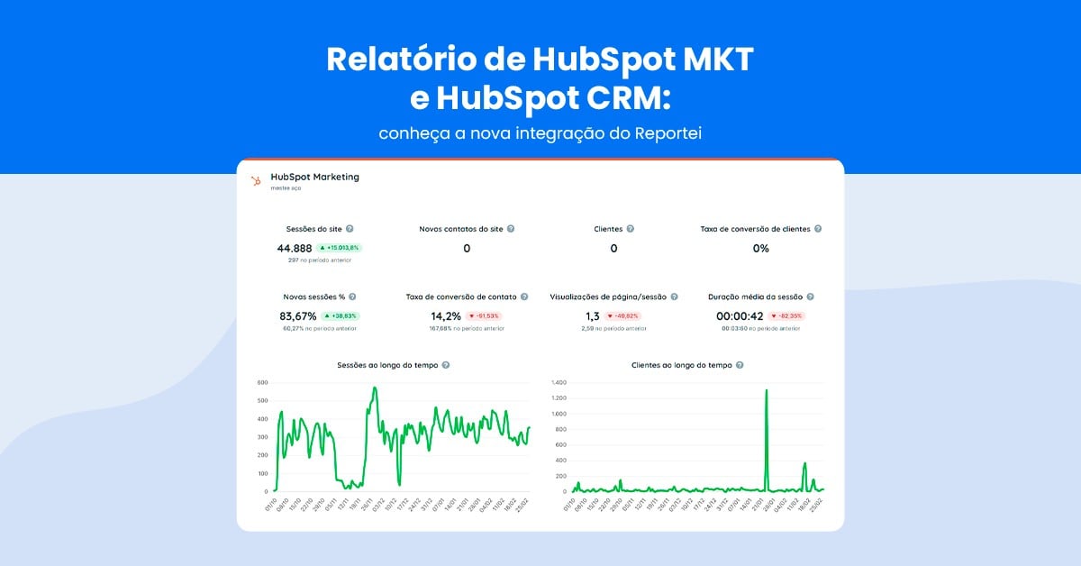 Relatório de HubSpot MKT e HubSpot CRM no Reportei
